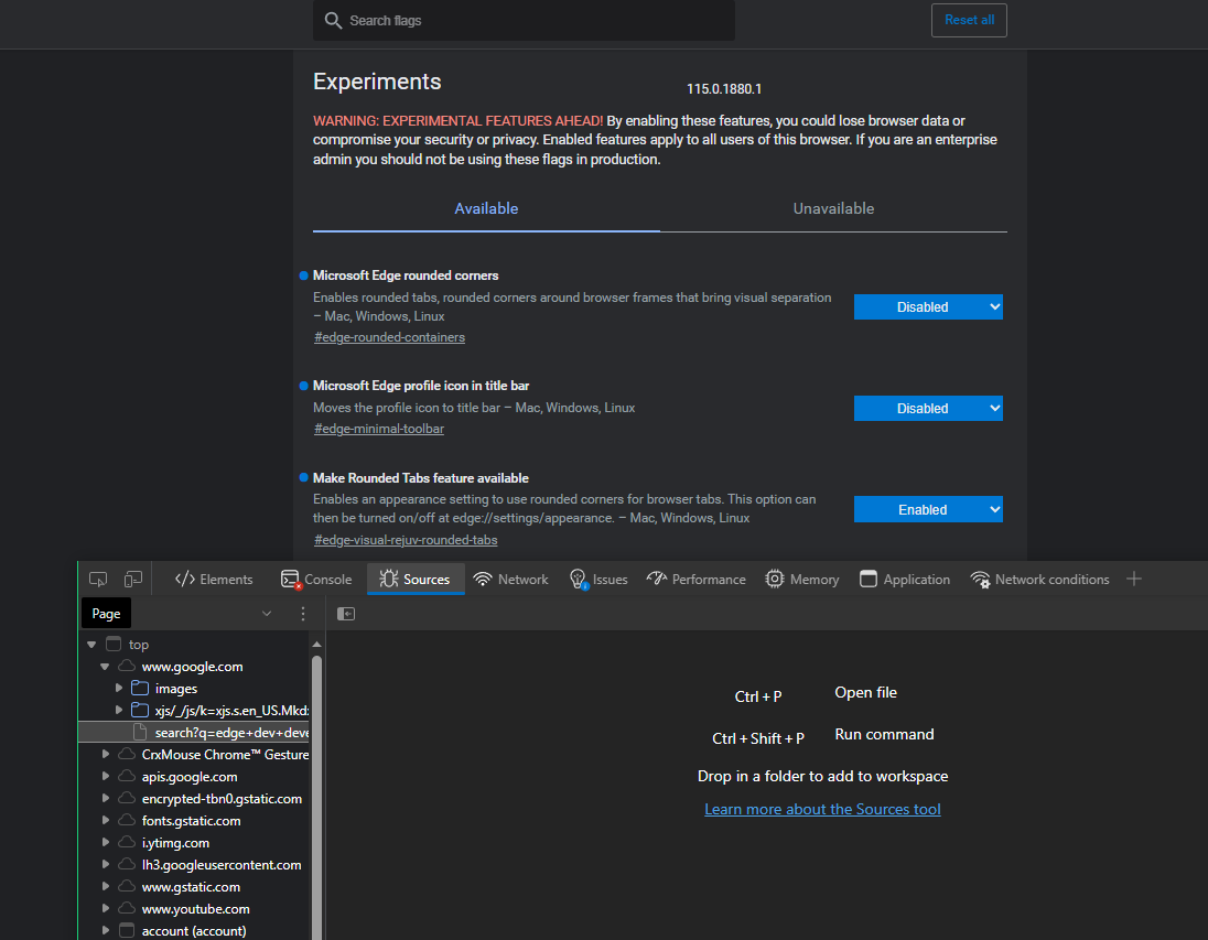 Missing title bar for developer tools and any standalone tab | Microsoft Community Hub